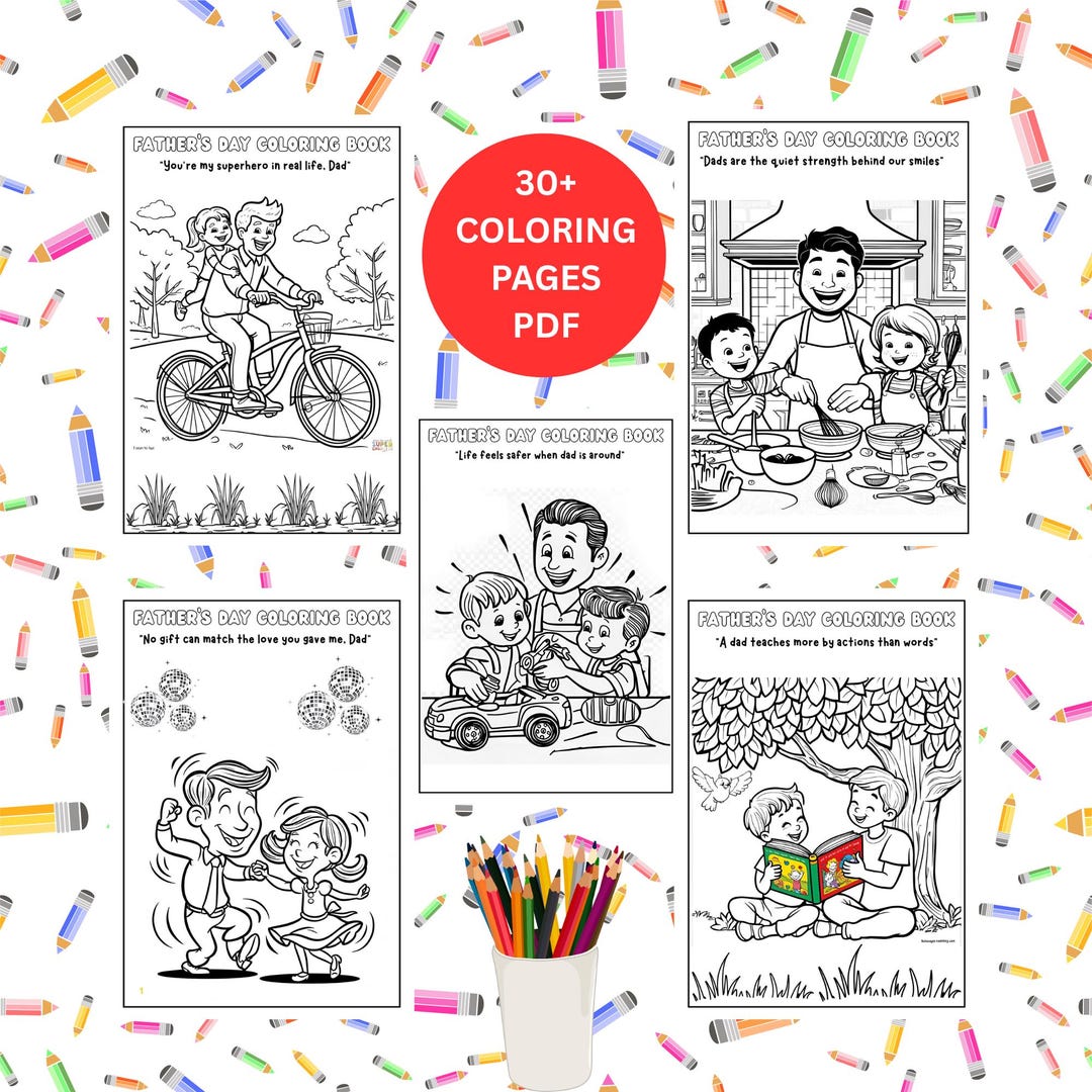 Fathers Day Art Bundle,fathers Day Coloring Pages,fathers Day Coloring ...