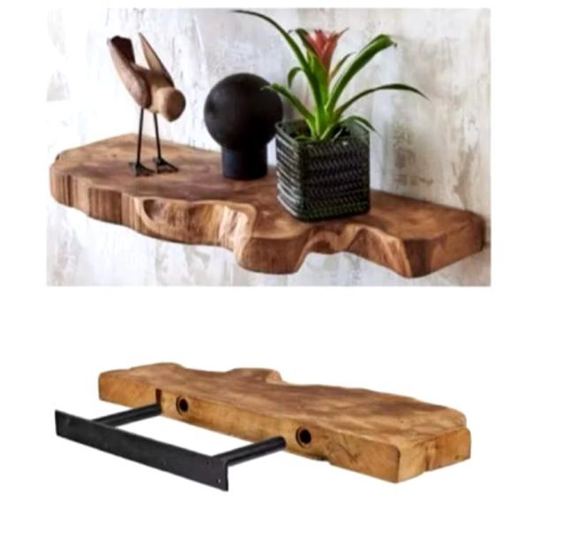 Live Edge Teak Root Floating Shelf: Rustic Wood Wall Decor - Etsy
