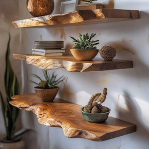 Live Edge Teak Root Floating Shelf: Rustic Wood Wall Decor - Etsy