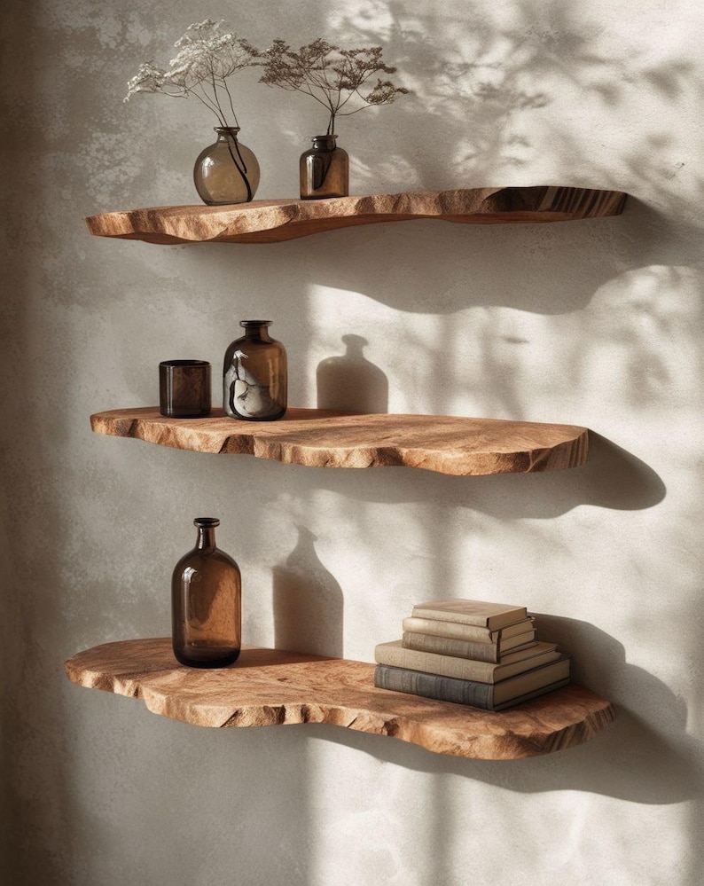 Live Edge Teak Root Floating Shelf: Rustic Wood Wall Decor - Etsy