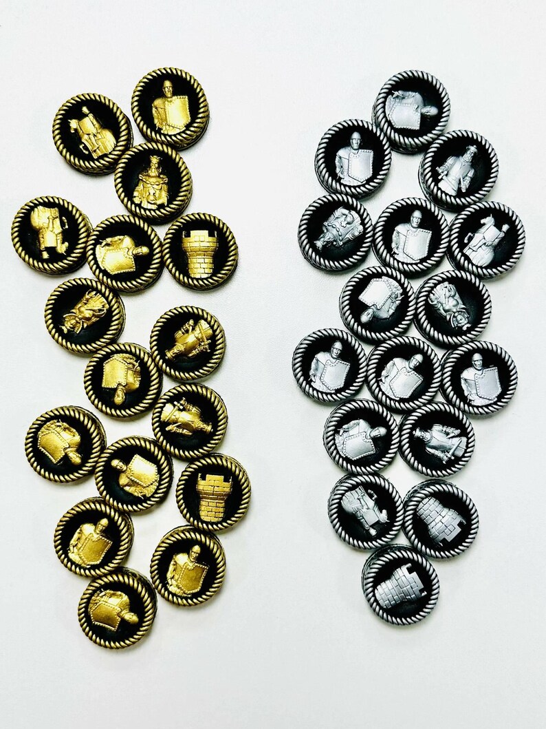 29mm Backgammon and Checkers Chips – Chess Style Game Pieces – Gold ...