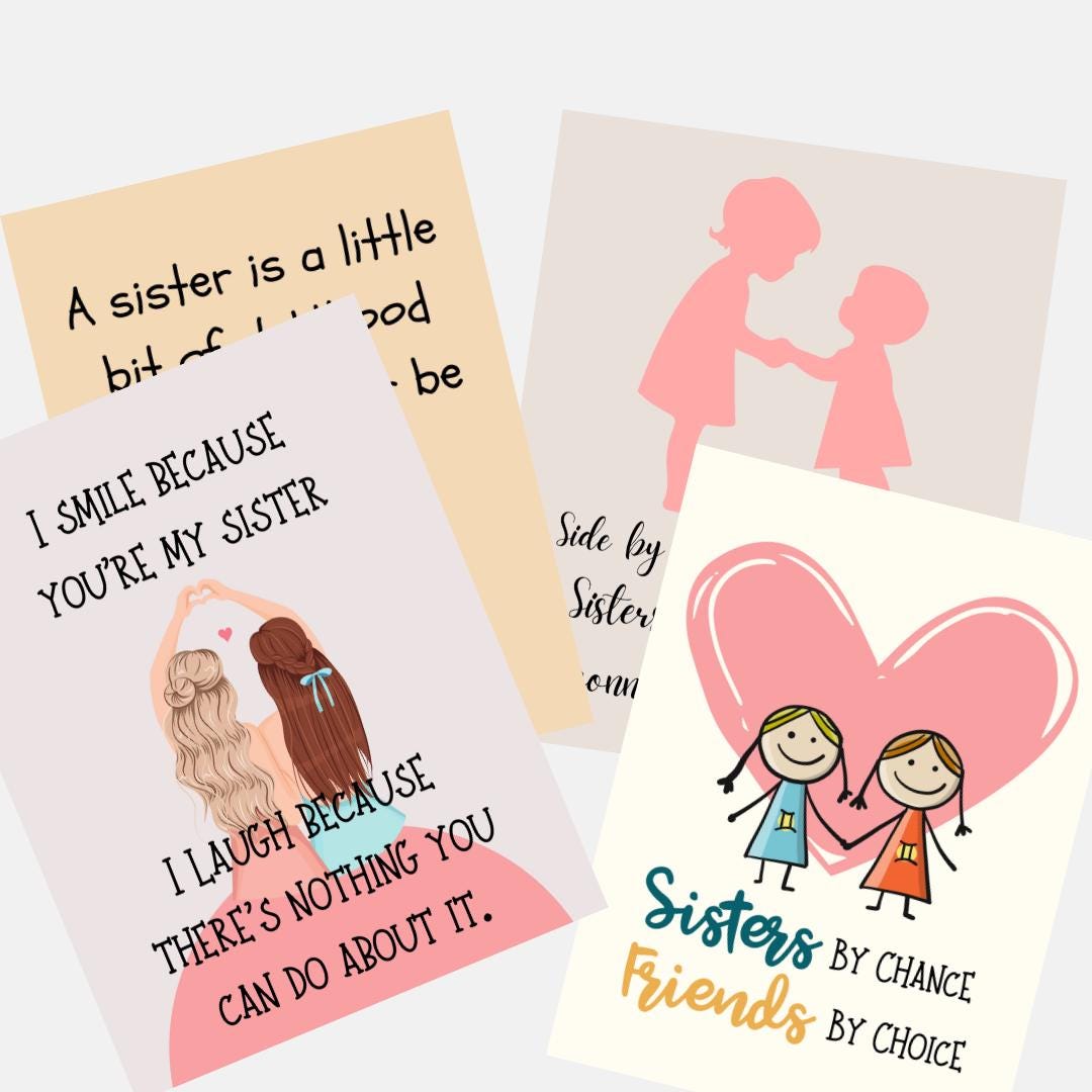 Sisters Digital Printable Pack, Wall Art, Bookmarks, Sisters Gifts ...