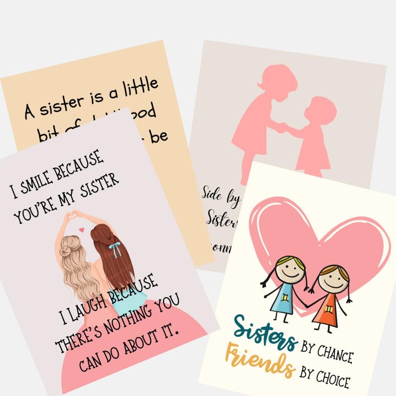 Sisters Digital Printable Pack, Wall Art, Bookmarks, Sisters Gifts ...