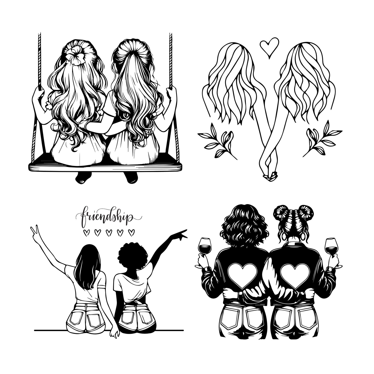 Friends SVG Bundle, Friendship Clipart (50 Files) (png, Pdf, Svg ...