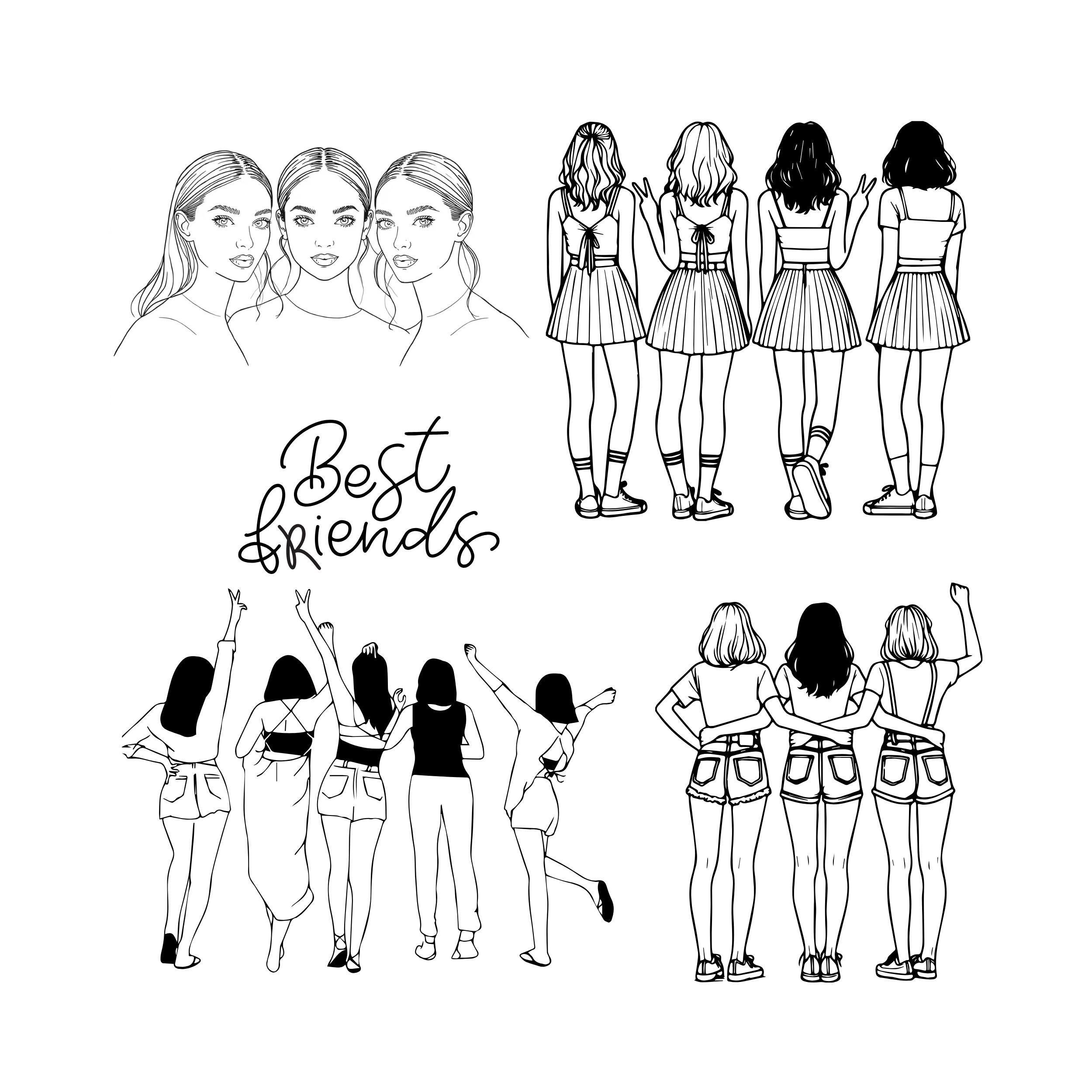Friends SVG Bundle, Friendship Clipart (50 Files) (png, Pdf, Svg ...