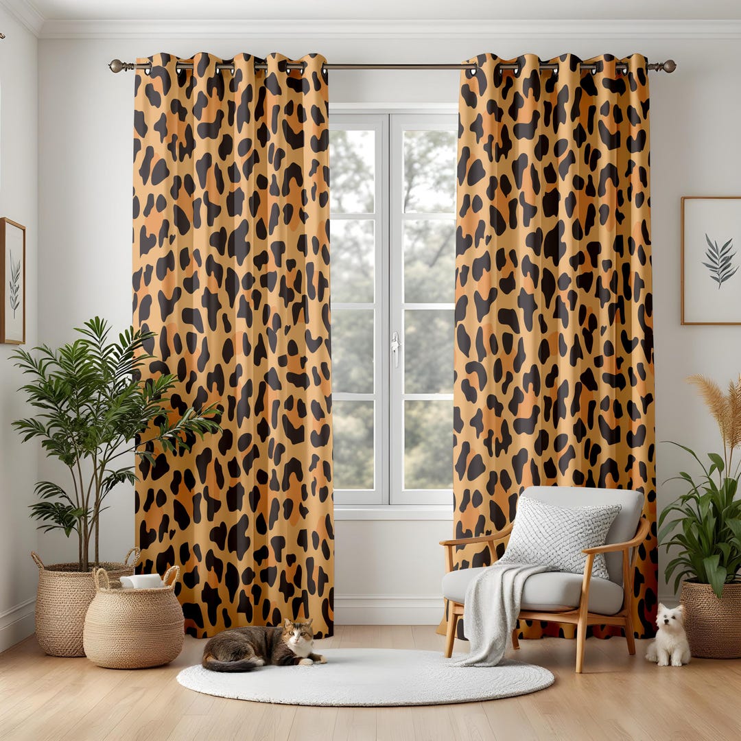 Classic Leopard Print Curtains for Living Room, Bold Safari Animal ...