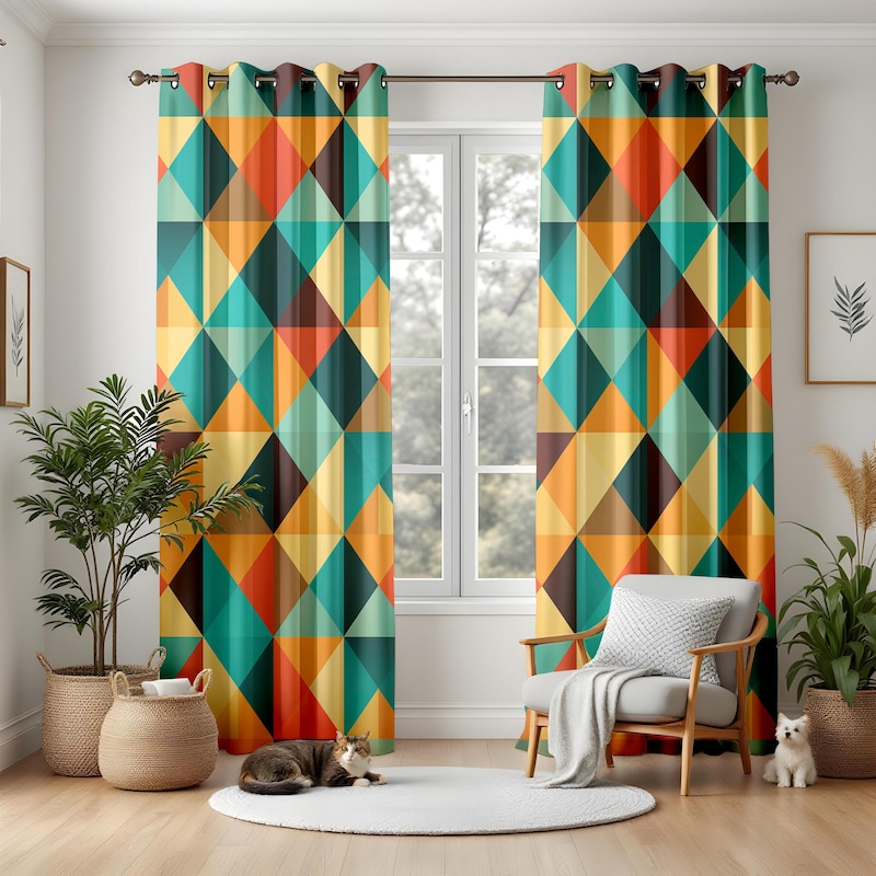 Color Block Drapes - Etsy