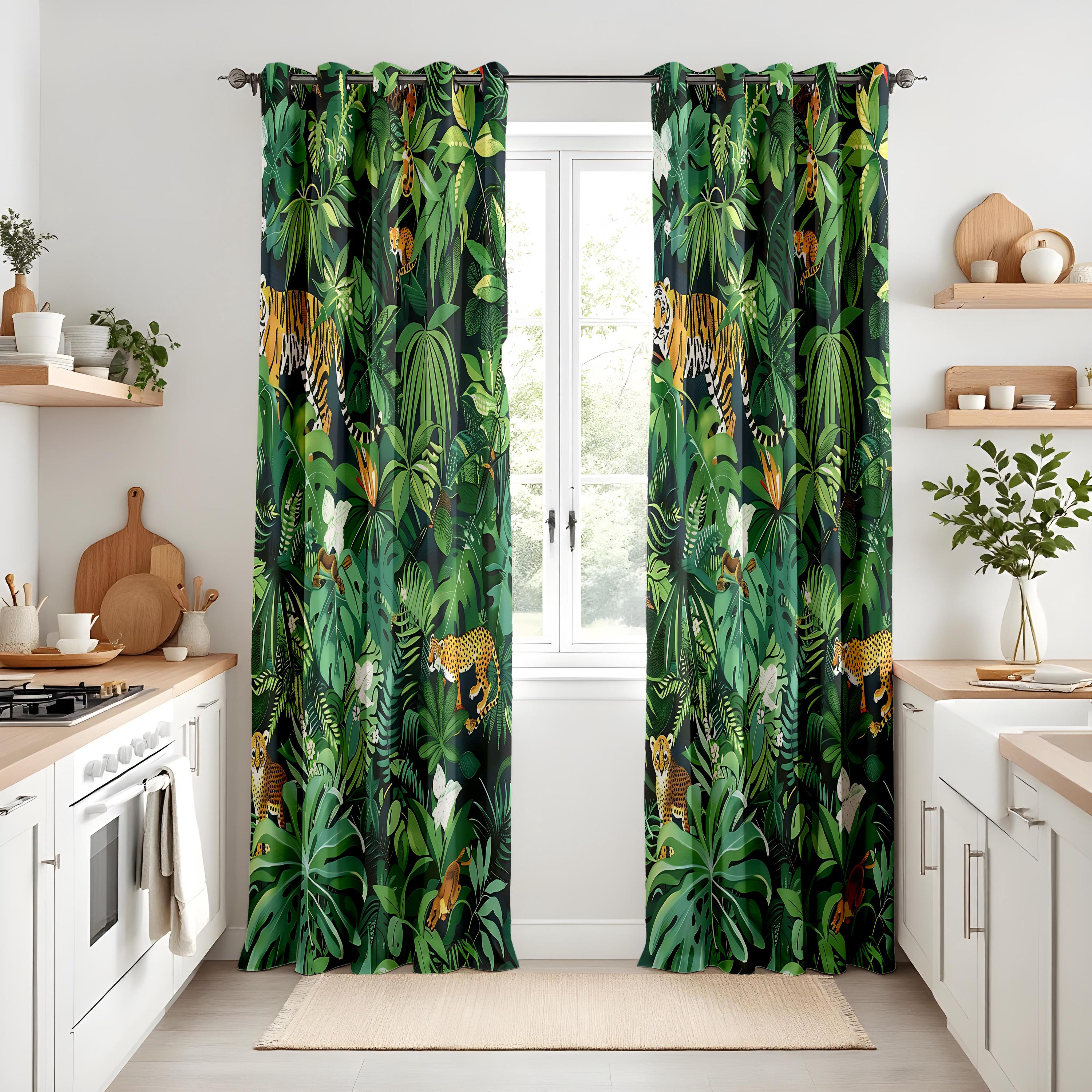 Cheetah and Tiger Jungle Curtains for Living Room, Wild Animal Safari ...