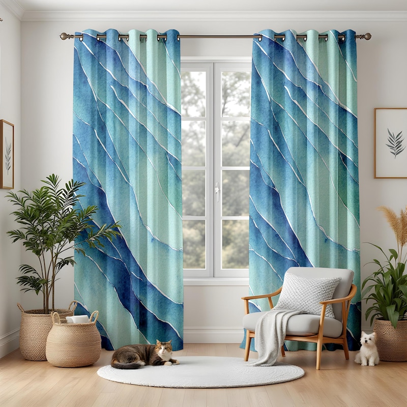 Spa Blue Teal Curtains - Etsy UK