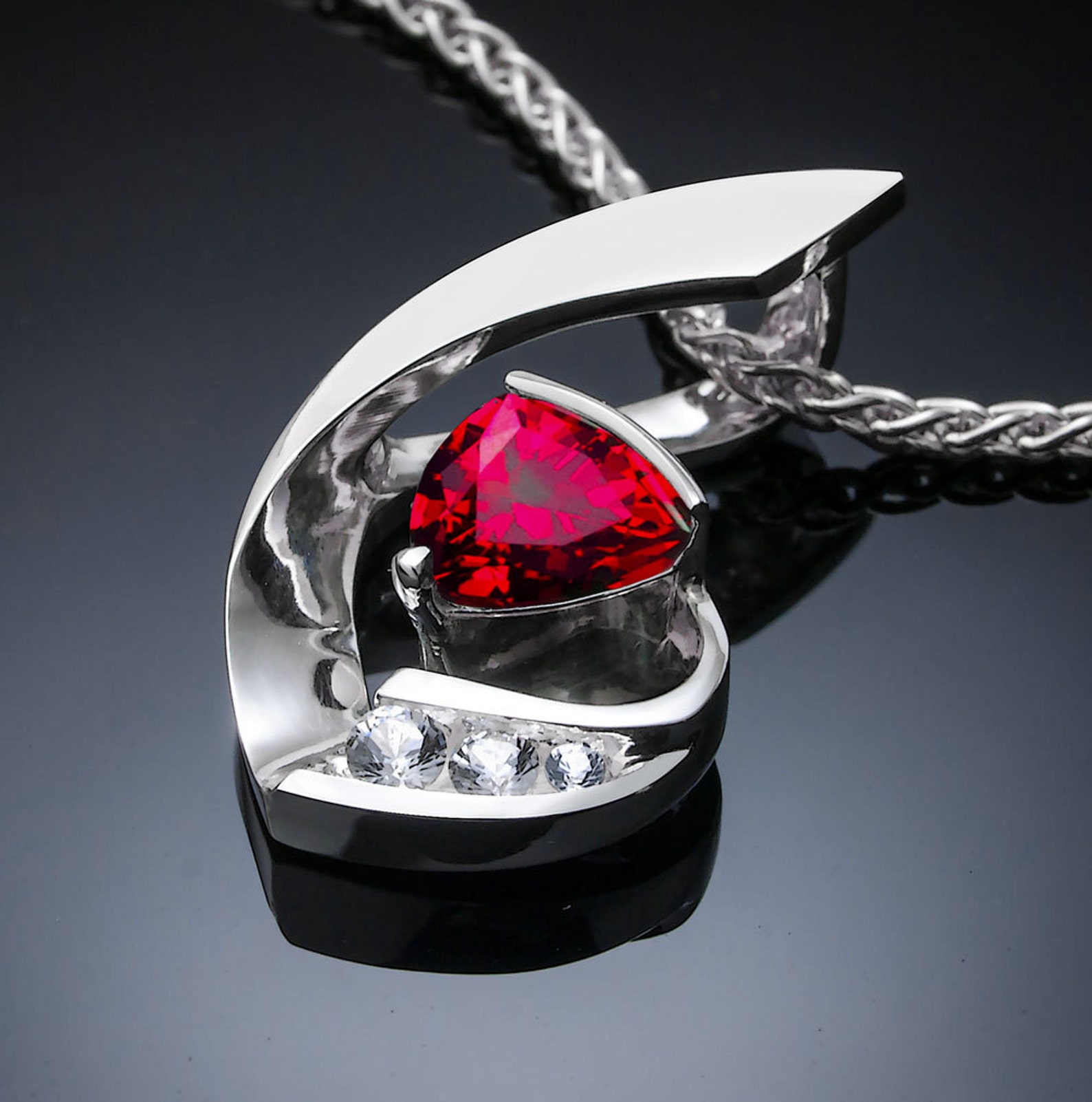 Chatham Ruby Necklace Fine Jewelry July Birthstone Necklace - Etsy