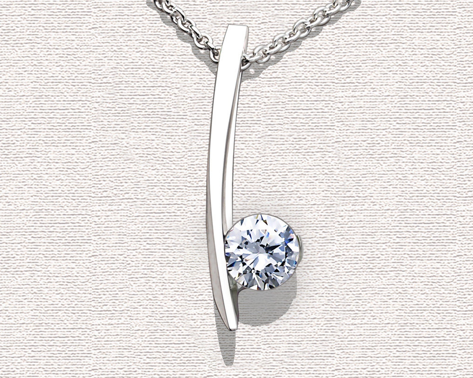 Cz Pendant Silver Necklace Wedding Necklace Argentium - Etsy