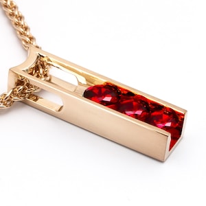 Ruby and 14k Gold Pendant July Birthstone Chatham Rubies | Etsy