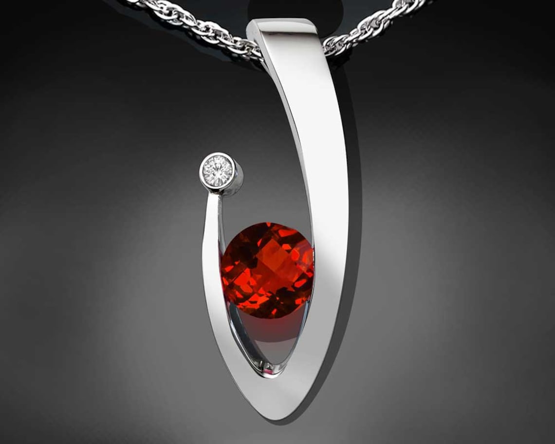 Garnet Necklace January Birthstone Statement Necklace White - Etsy