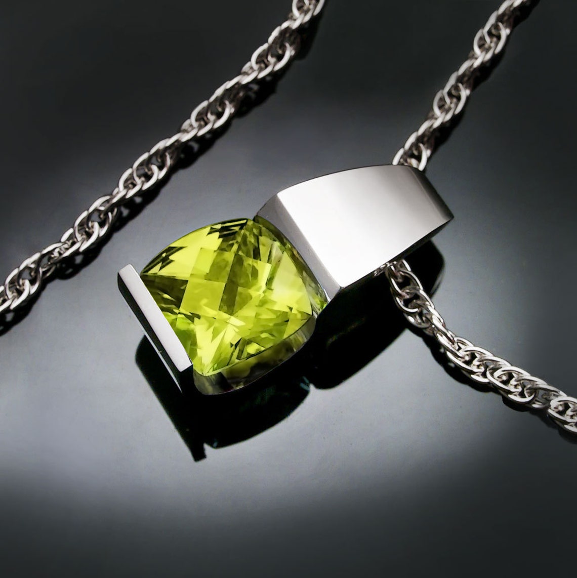 Peridot Necklace Peridot Pendant Silver Pendant August - Etsy