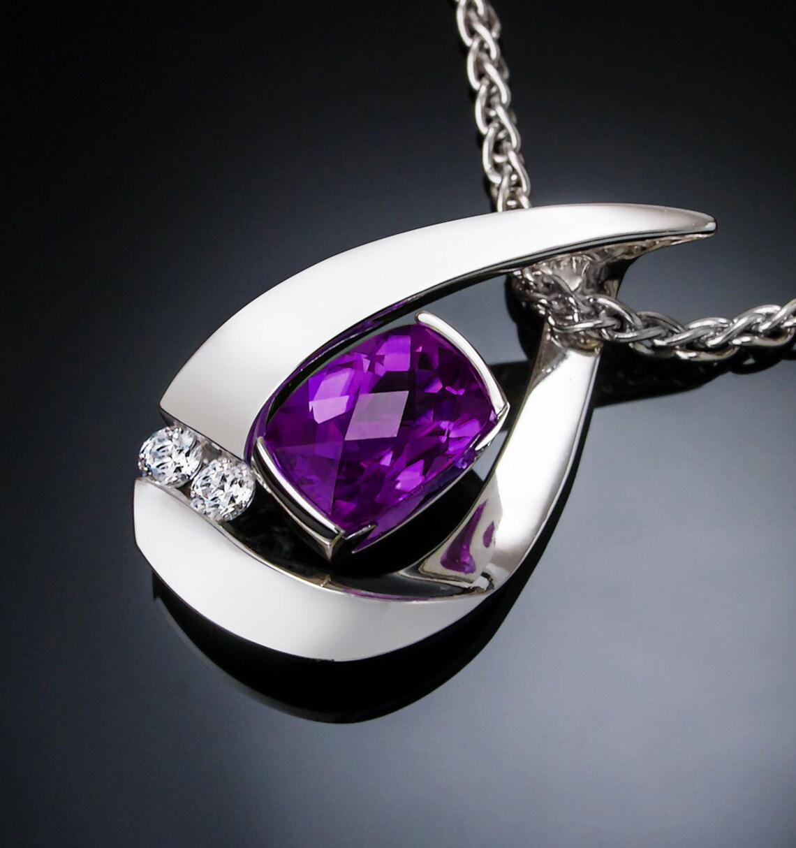 Amethyst Necklace February Birthstone Pendant Fine Jewelry | Etsy