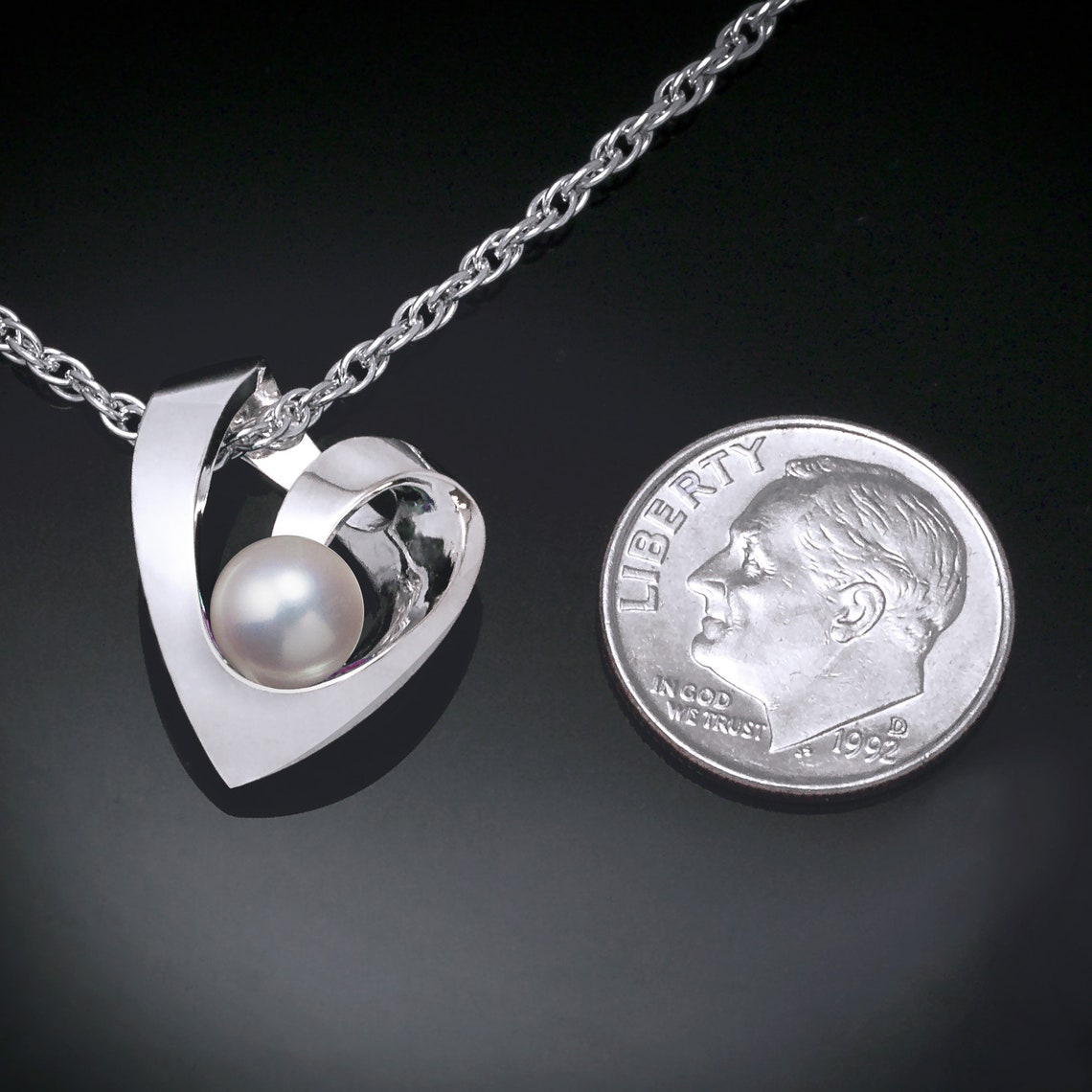 Pearl Heart Pendant Cultured Pearl Necklace Valentine's - Etsy