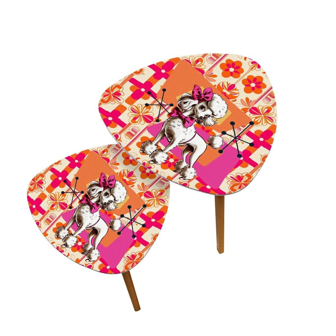 Mid Century Modern Atomic 50s Poodle Orange, Hot Pink, Retro Nesting ...