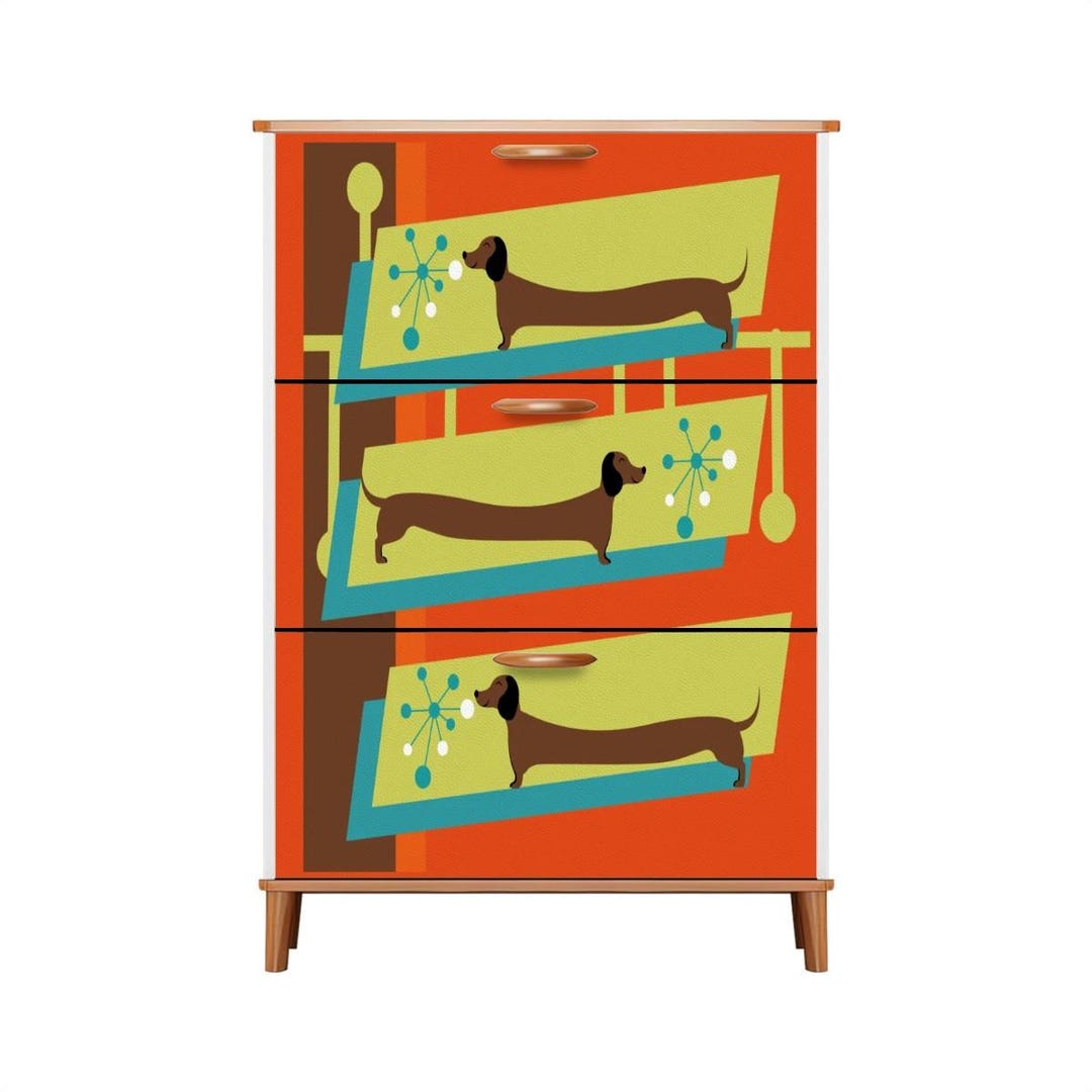 Mid Century Modern Doxie Weiner Dog Lover Retro Orange Shoe Storage ...