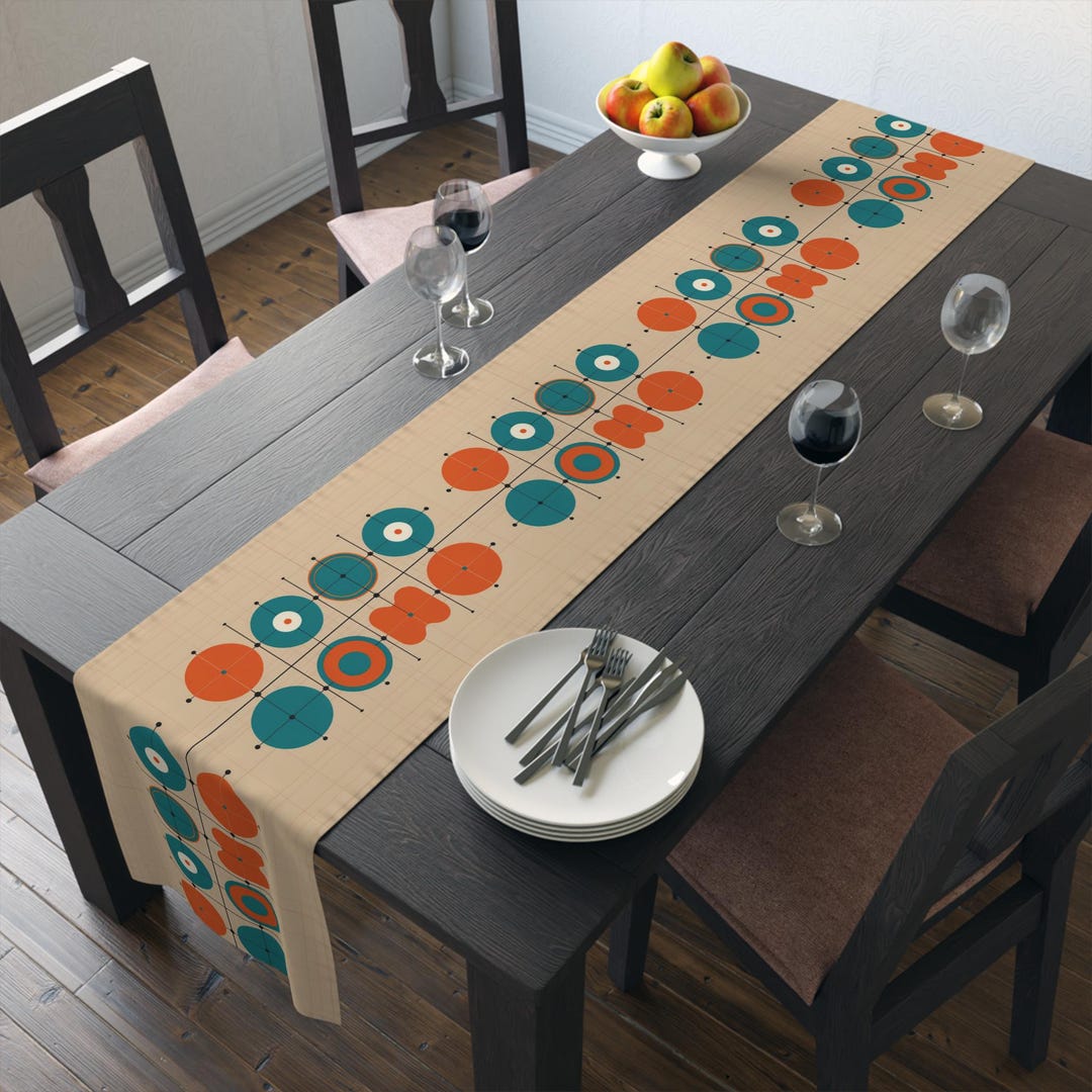 Mid Century Modern Minimalist Geometric Retro Table Runner - Etsy