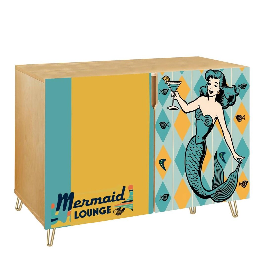 Retro Mermaid Lounge Mid Century Modern Barware Kitschy Mod Wooden ...