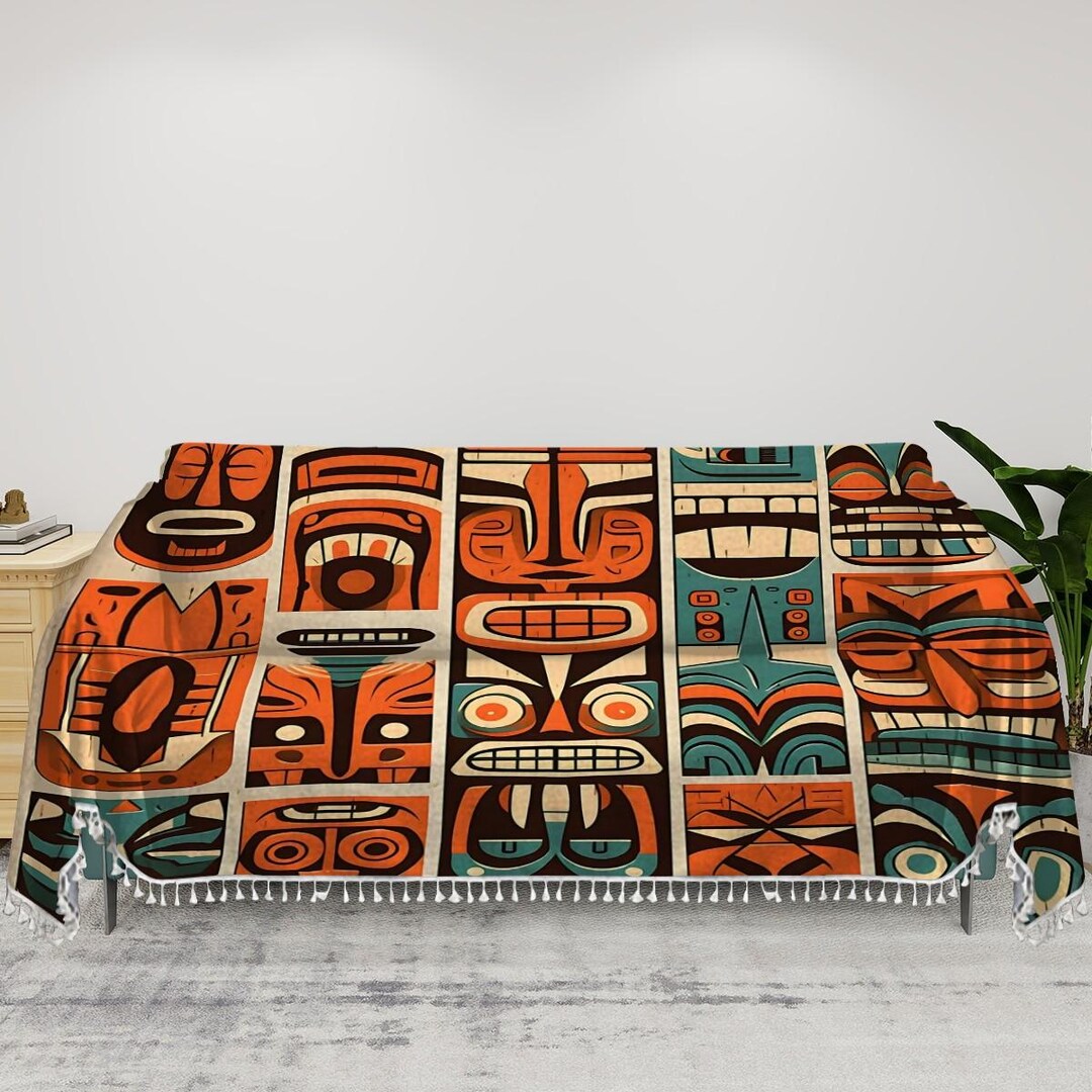 Mid Century Modern Tiki Couch Covers Blanket - Etsy