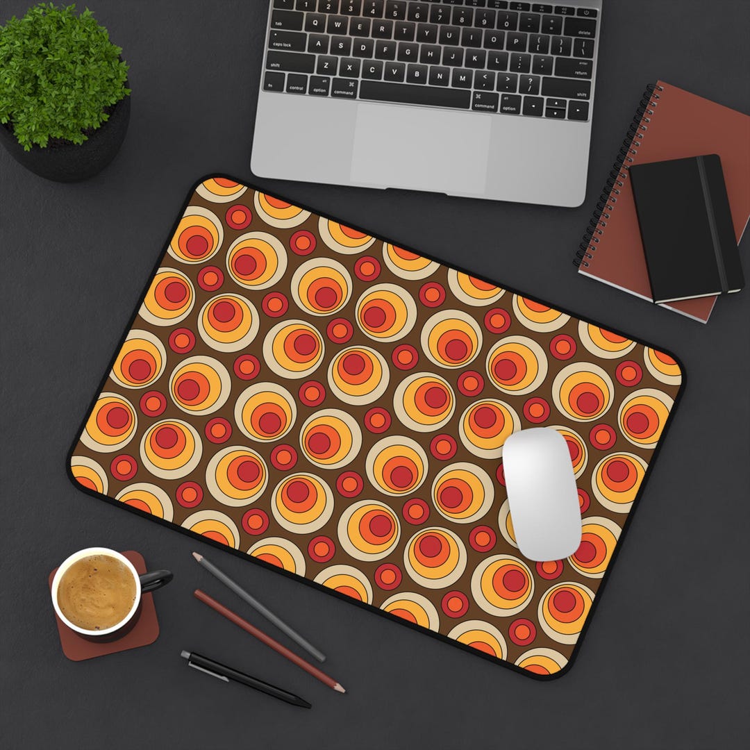 Retro Groovy Orbs Desk Mat - Stylish Workspace Decor for Home or Office ...
