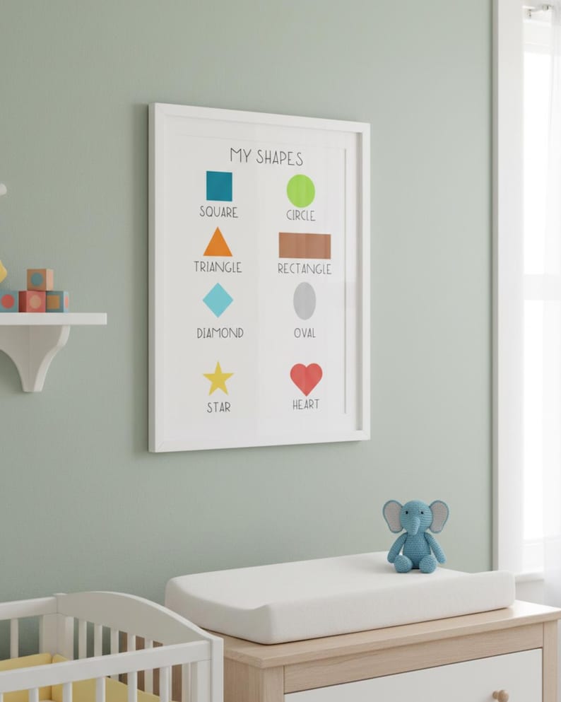 Early Learning Shapes Chart | Kids Educational Poster | Nursery Wall ...