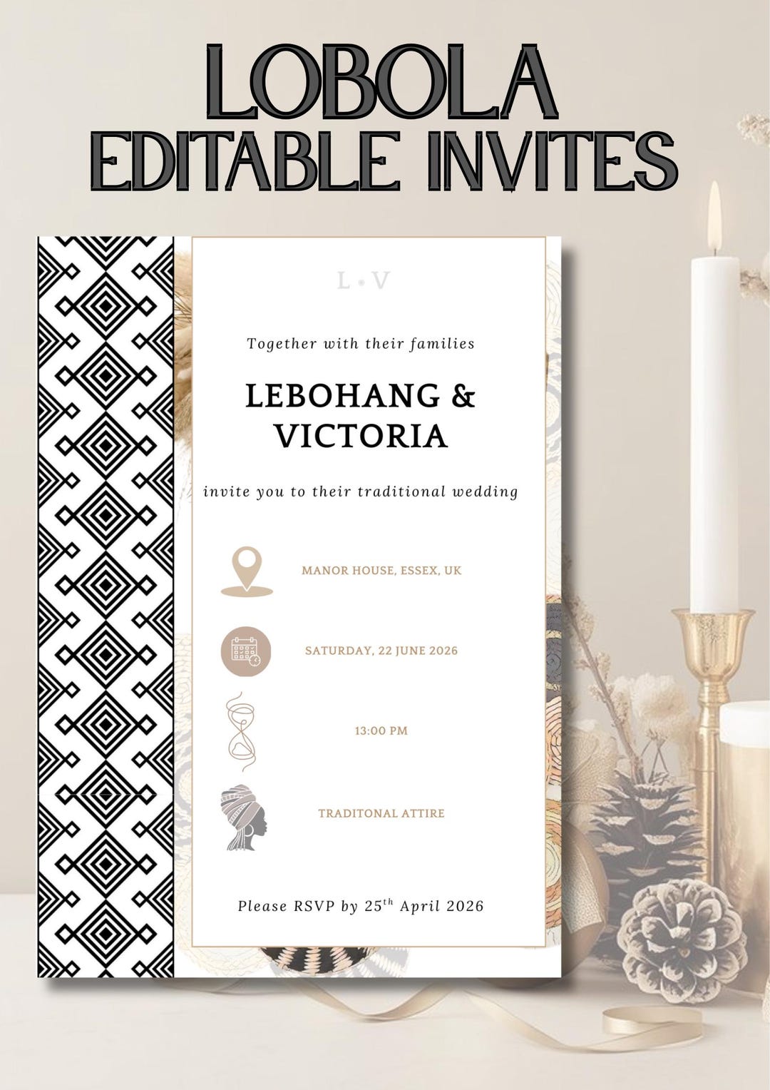 Editable Lobola Invitations Traditional Wedding Invitations - Etsy UK