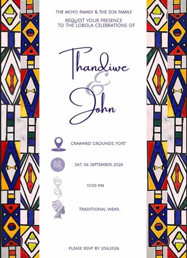 Lobola Invitation Digital Download | Zulu Ndebele Print | African ...