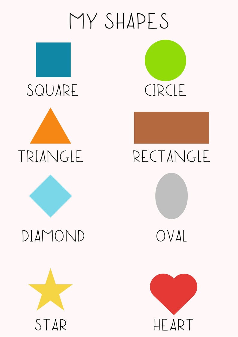 Early Learning Shapes Chart | Kids Educational Poster | Nursery Wall ...