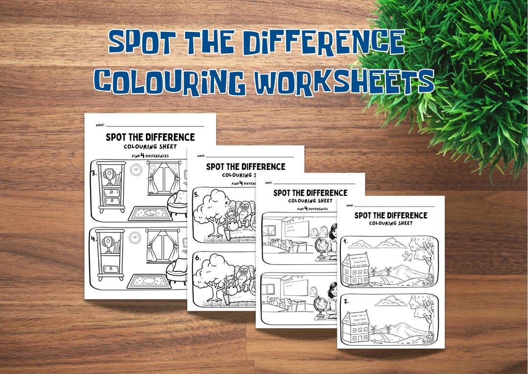 Spot the Difference Colouring Pages for Kids 5 Fun Printable Activity ...