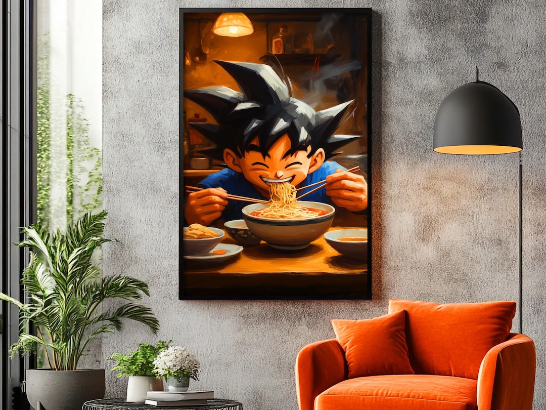 Kid Goku Ramen Digital Download Print - Anime Wall Art - Canvas - DBZ ...