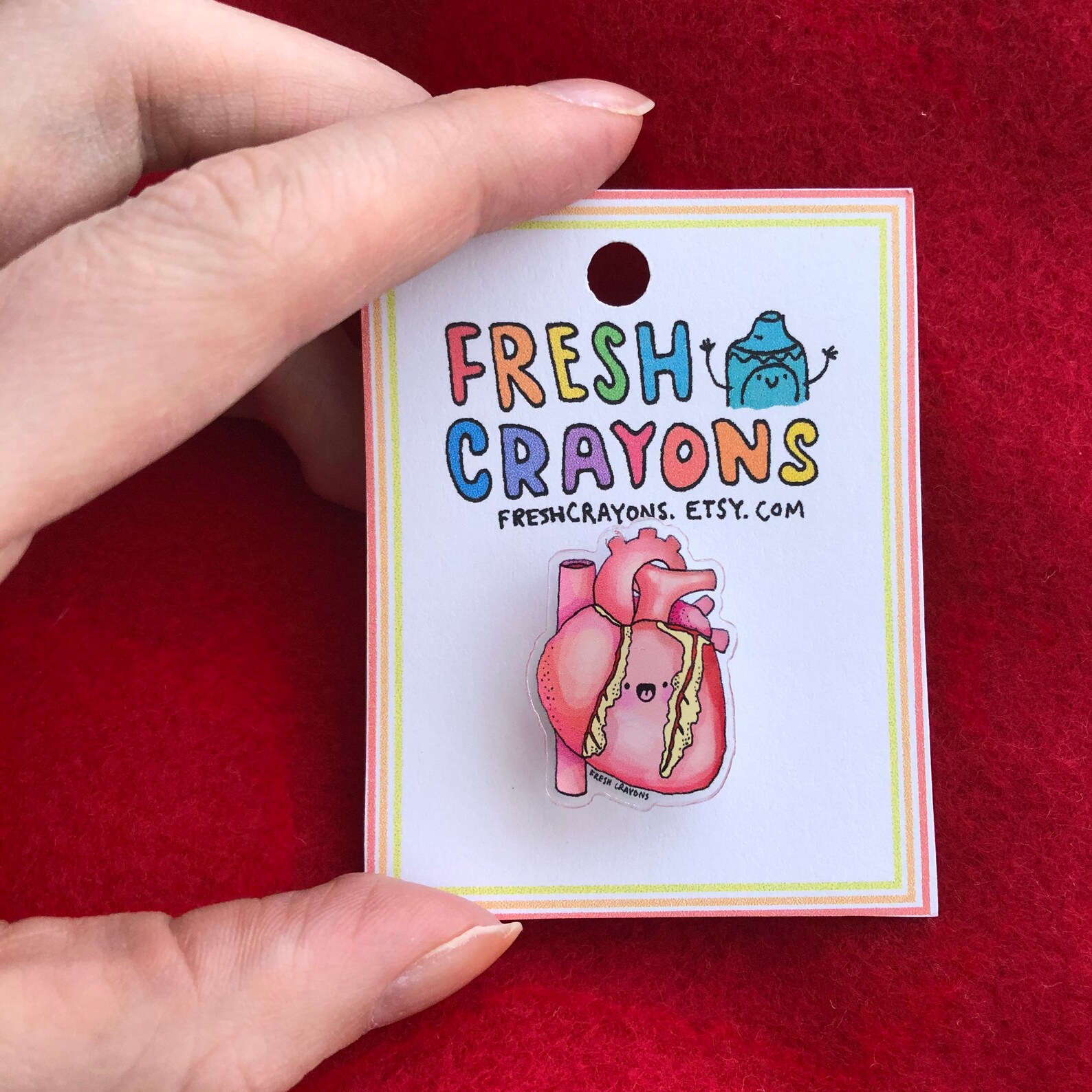 Anatomical Heart Pin: Cute Health Heart Lapel Pin | Etsy