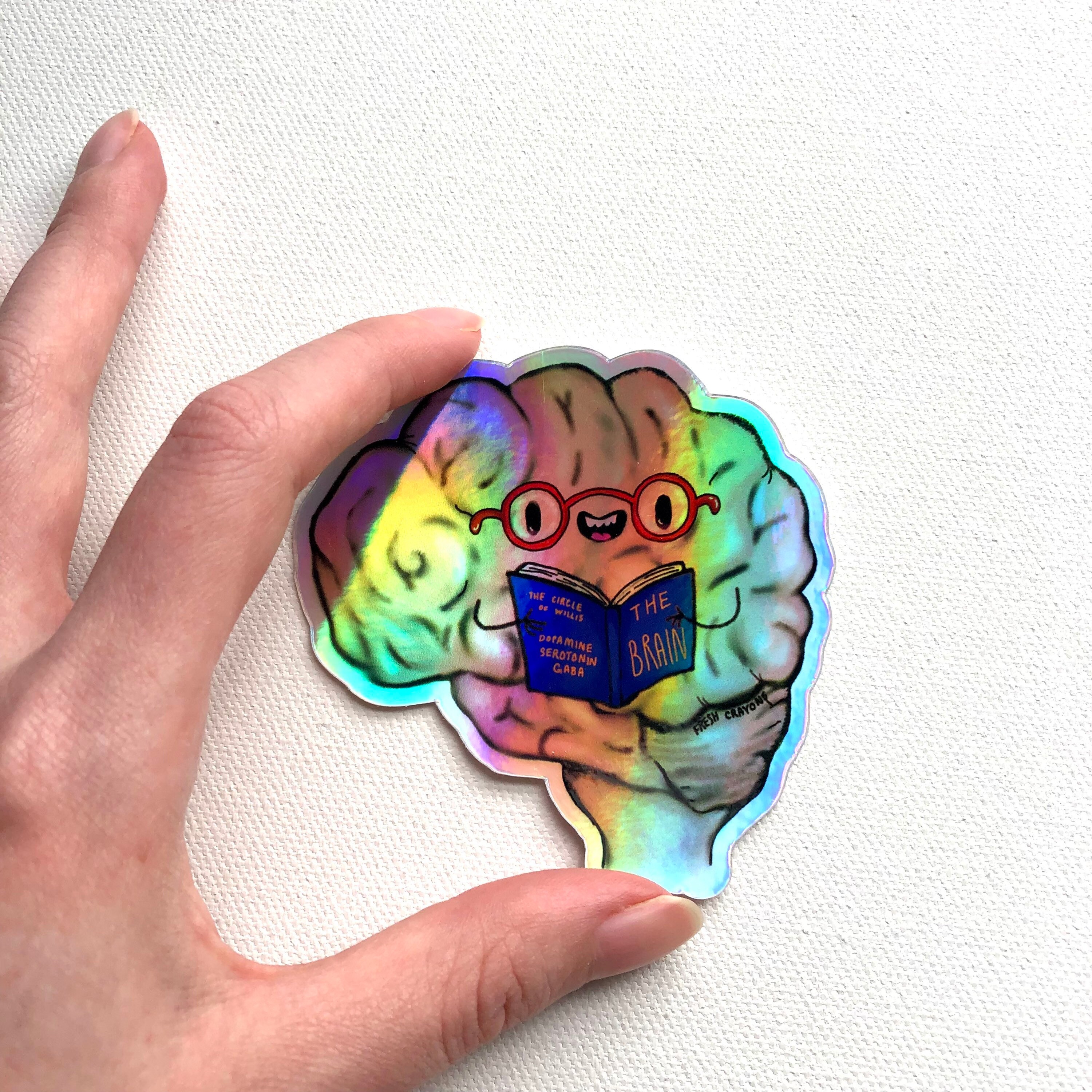 Holographic Brain Vinyl Sticker Anatomy: Brainiac Sticker | Etsy