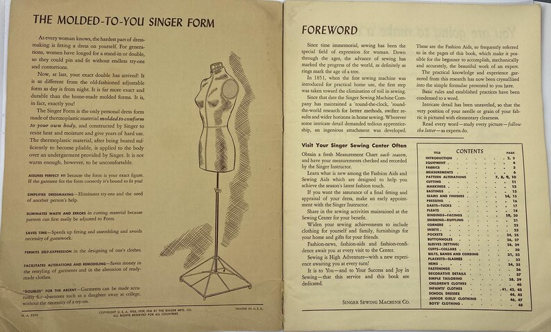 Vintage WWII Sewing Booklet - Singer Illustrated Dressmaking Guide ...
