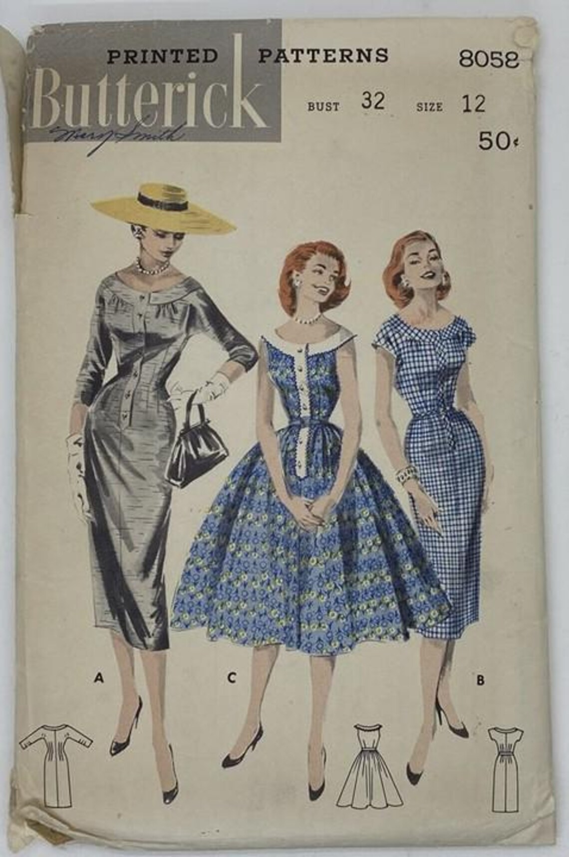 Vintage 1950s Dress Pattern With Skirt Variations - Size 12 - Etsy