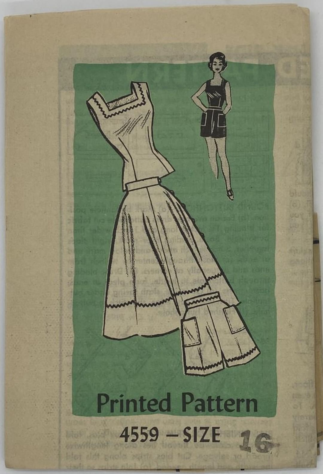 Vintage Pattern - 1950s Mail Order Blouse, Skirt, and Shorts Pattern ...