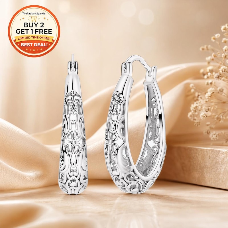Filigree Hoop Earring 925 - Etsy