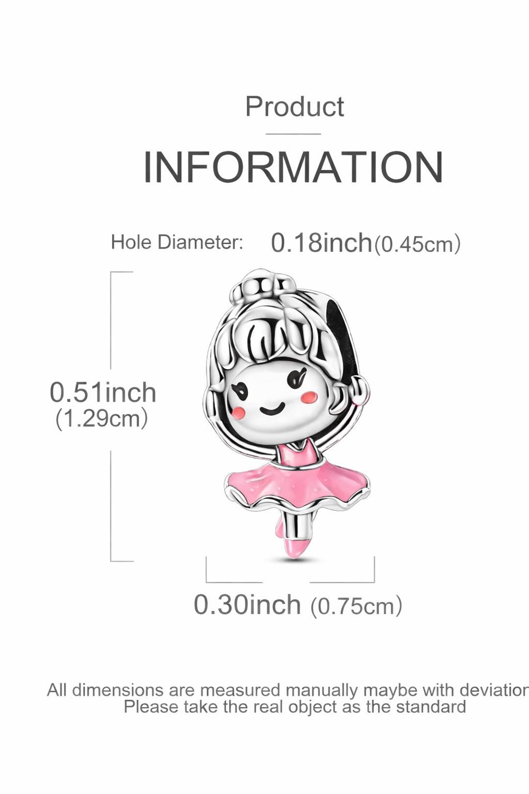 Ballerina Girl Charm | Pink Tutu Dance Bead for Bracelets - Etsy