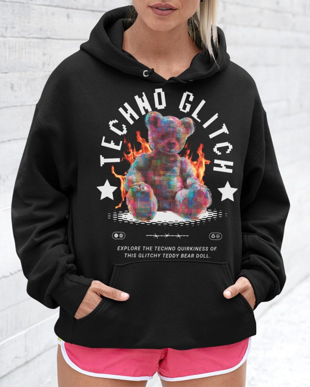 Techno Glitch Teddy Bear PNG: Vaporwave Cyberpunk Art (digital Download ...