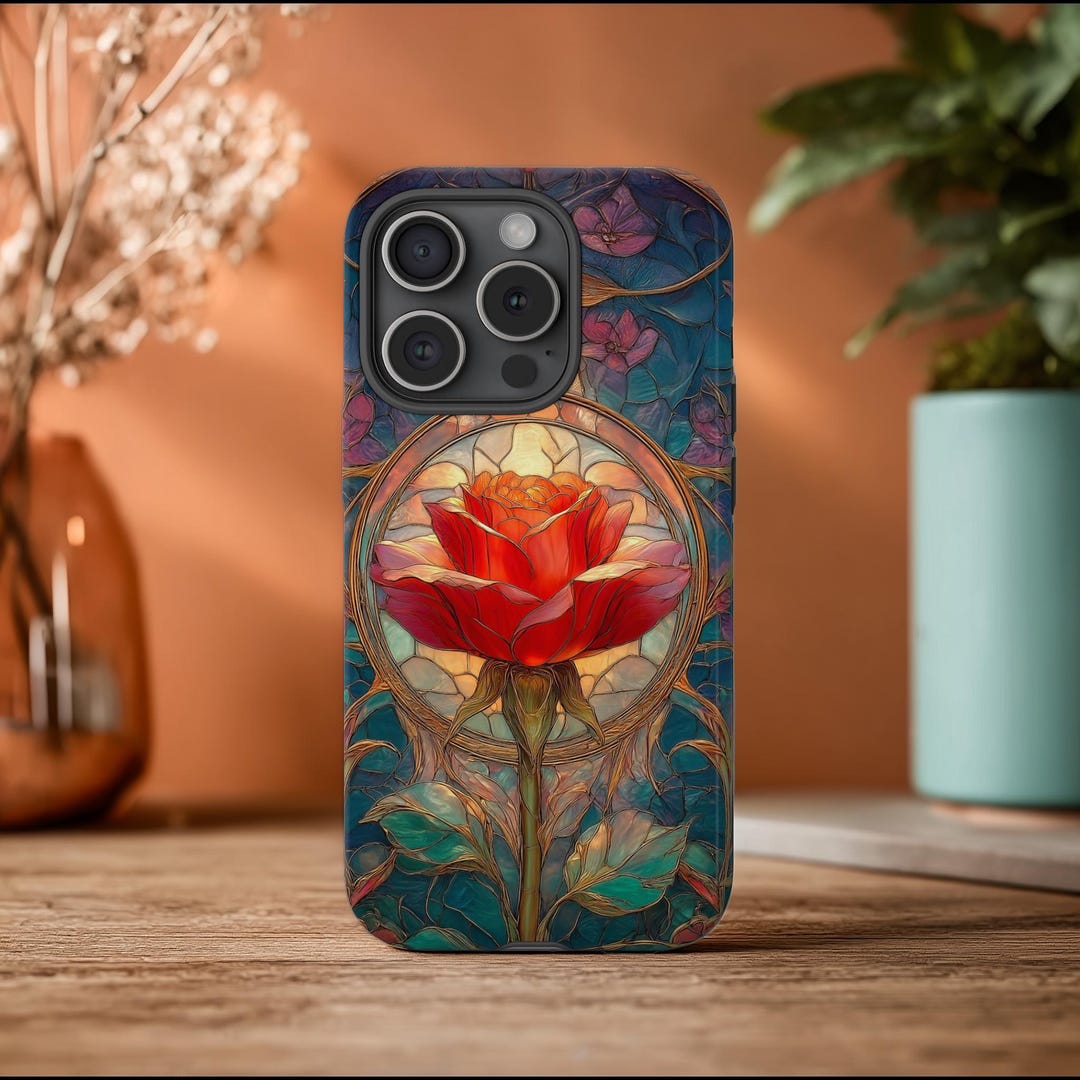 Enchanted Rose Stained Glass Phone Case, Tough Cases for Smartphones ...