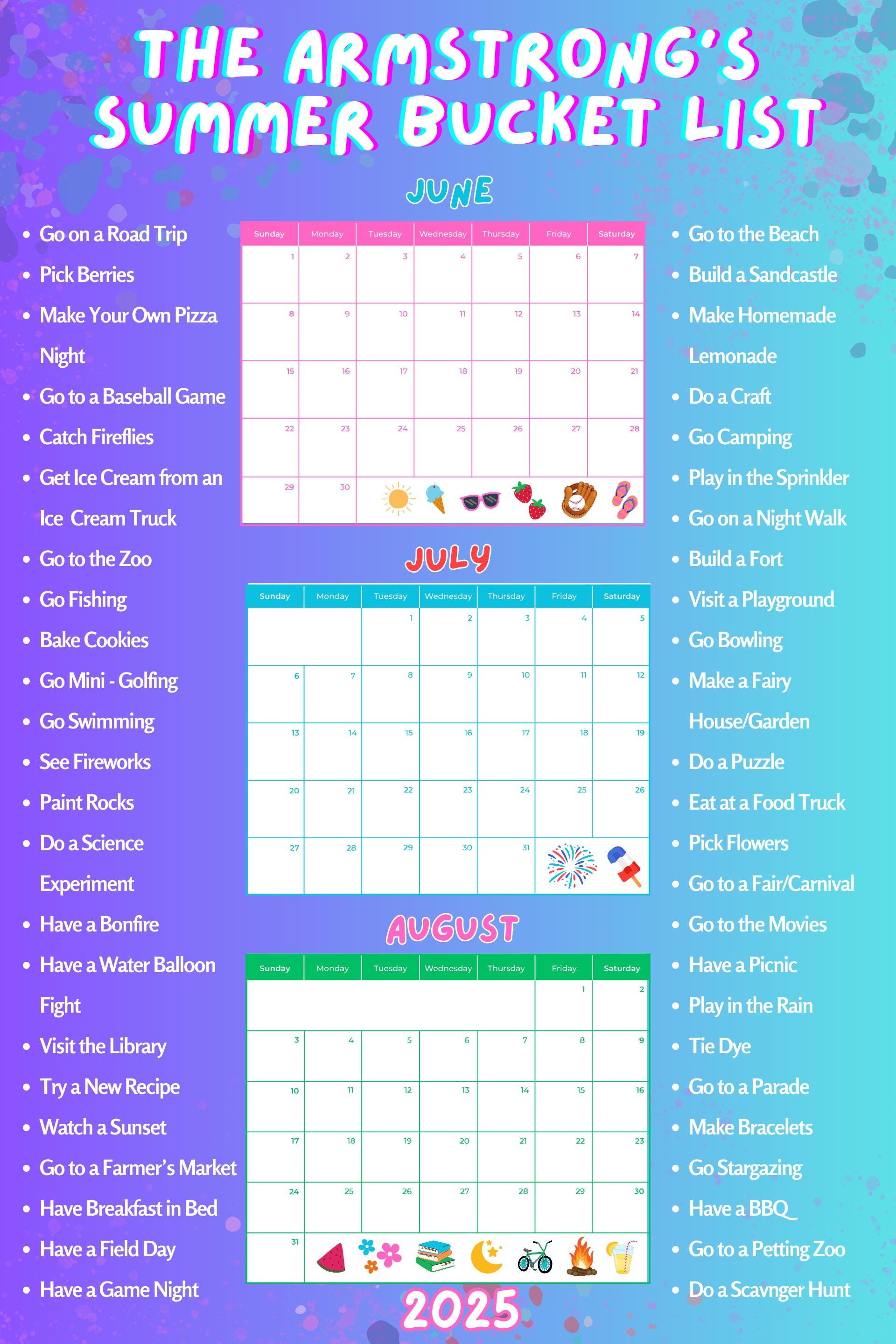 Family Summer Bucket List (2025) - Etsy