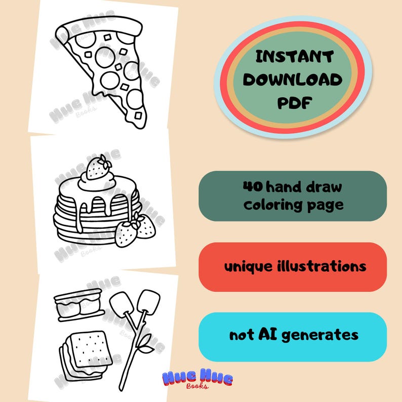 Food & Drinks Coloring Pages, Bold and Easy Coloring Book for Kids and ...