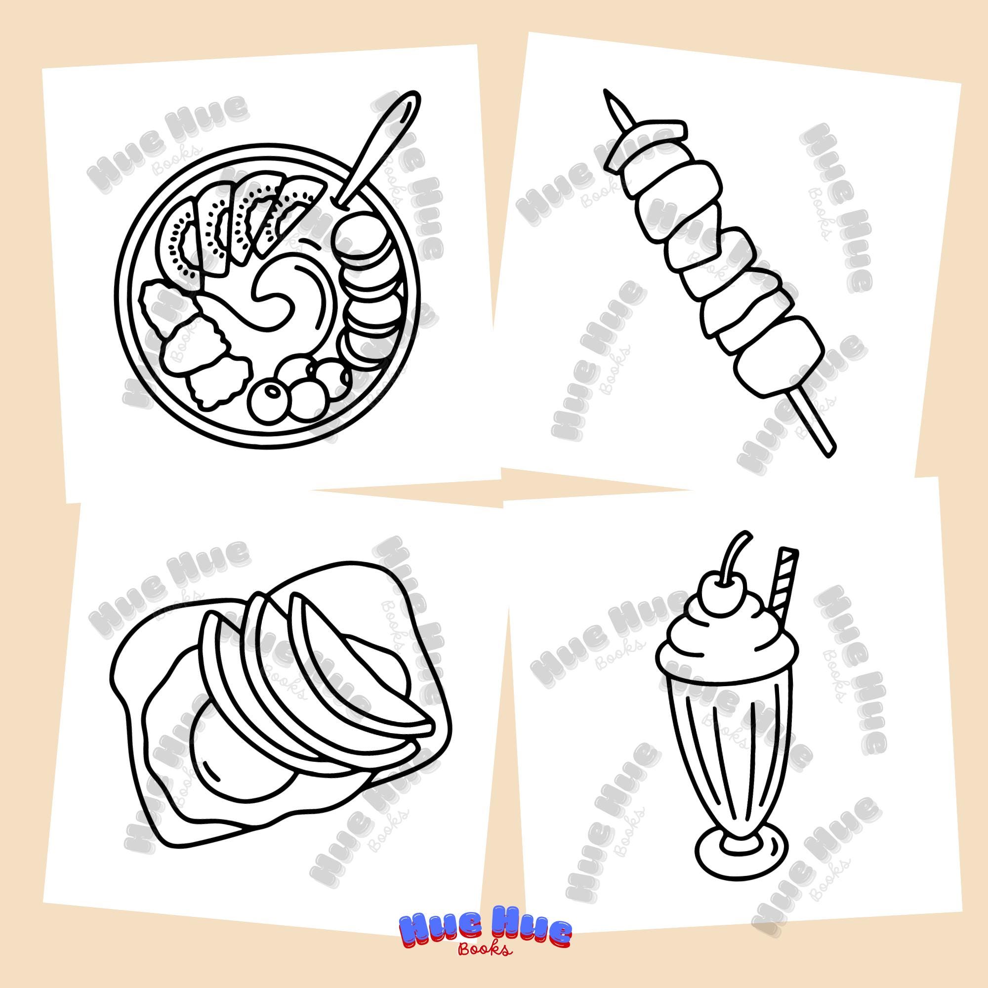 Food & Drinks Coloring Pages, Bold and Easy Coloring Book for Kids and ...