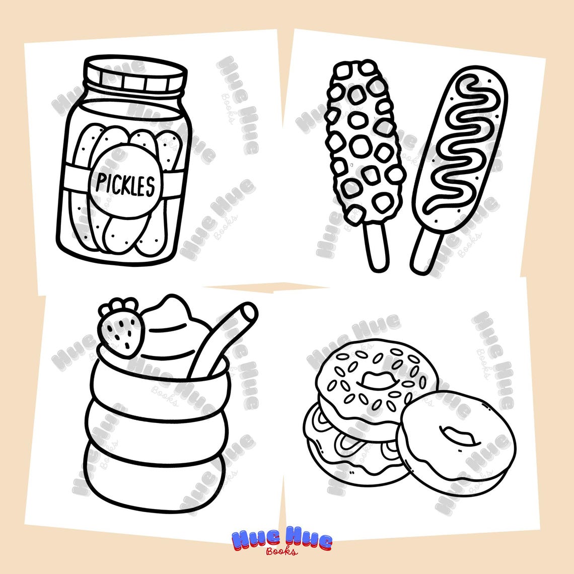 Food & Snacks Coloring Pages, Bold and Easy Coloring Book for Kids and ...