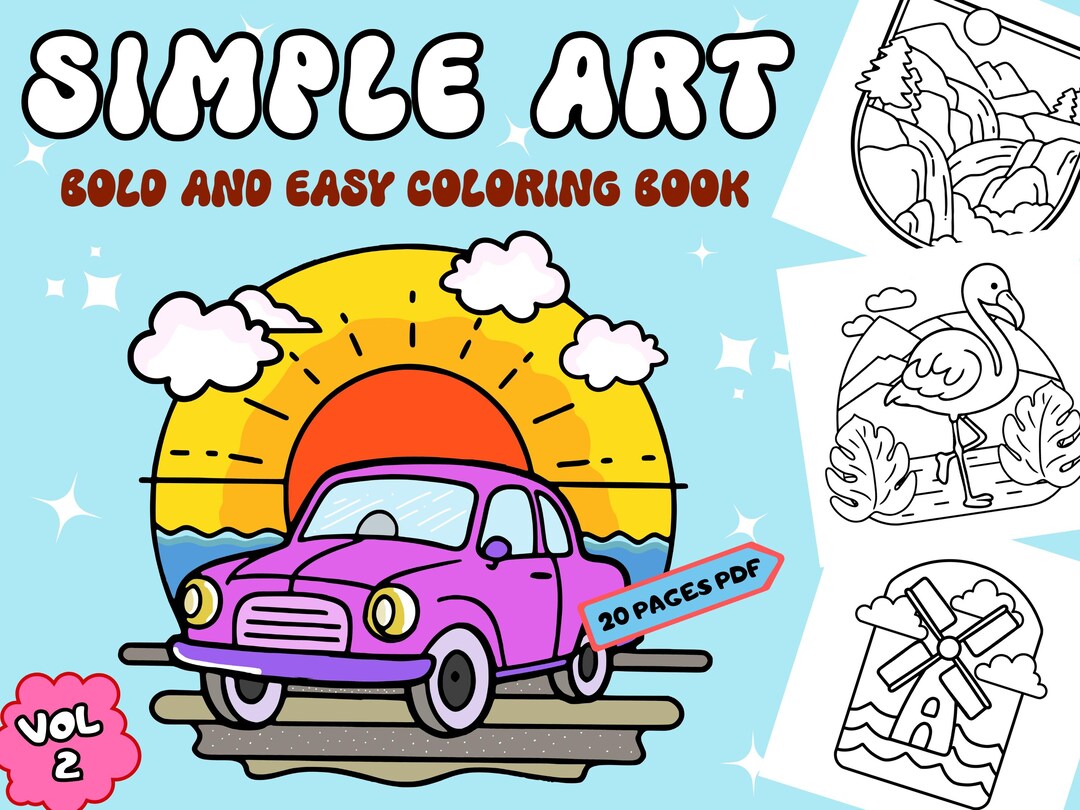 Simple Art Coloring Pages, Bold & Easy Coloring Book for Kids and ...