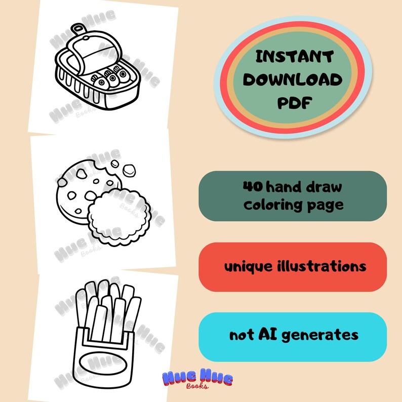 Snacks and Food Coloring Pages, Bold and Easy Coloring Book for Kids ...