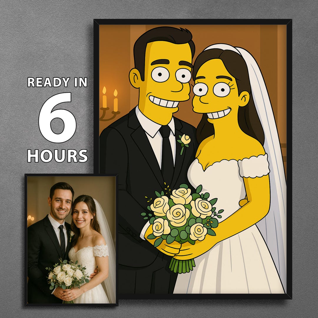 Simpsons Style Portrait | Custom Couple, Family or Pet Drawing Cartoon ...