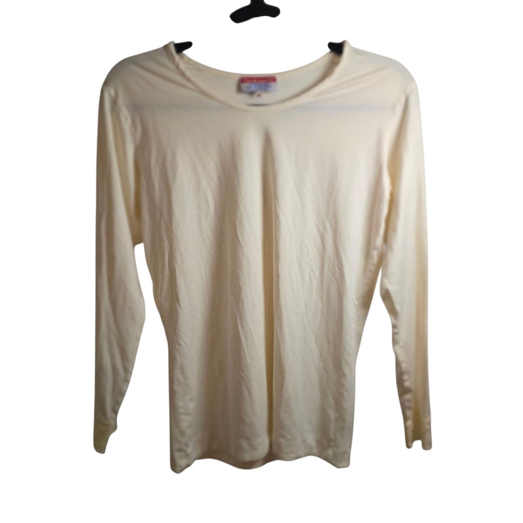 Vintage 90s Thermasilk Feramar Silk Lace Trim Thermal Top Ivory M Base ...