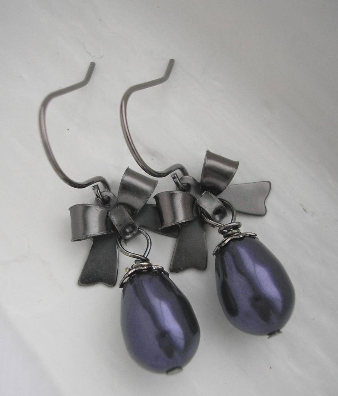 Purple Pearl Drop Earrings - Etsy